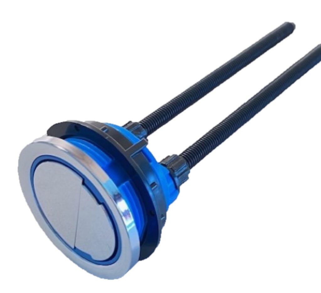 Dual Flush Top Button Black And Chrome With Blue Accents (48mm) - NuFlush