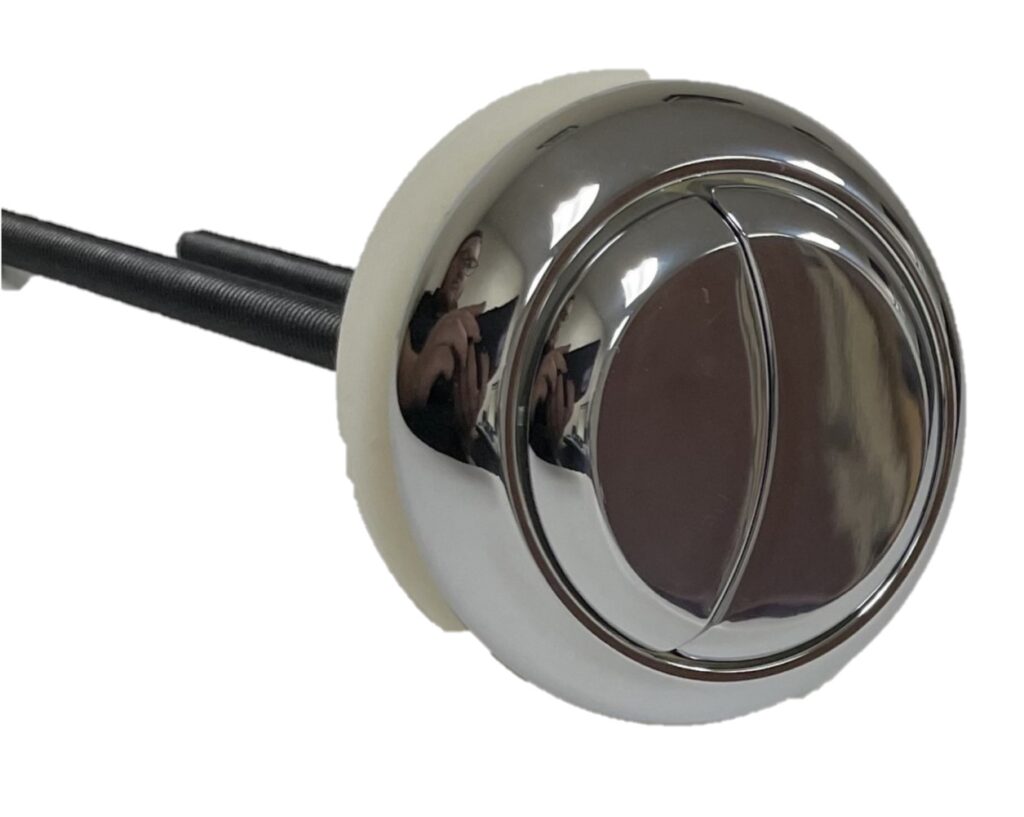 Chrome Dual Flush Toilet Top Flush Button (58 Mm) (6-inch Rods) - NuFlush